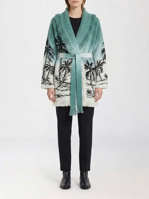 Alanui Belted Shawl Collar Sweater - Green