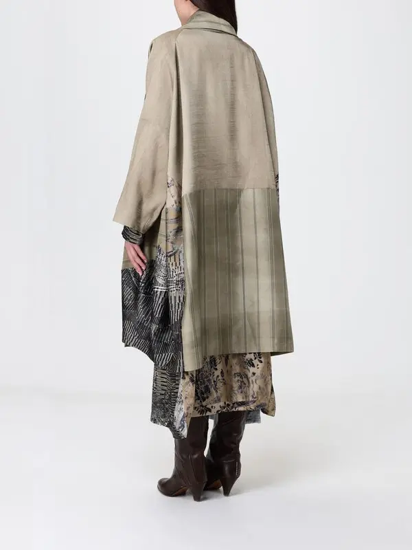 Antonio Marras Shawl Collar Long Robe Jacket With Floral And Striped Print