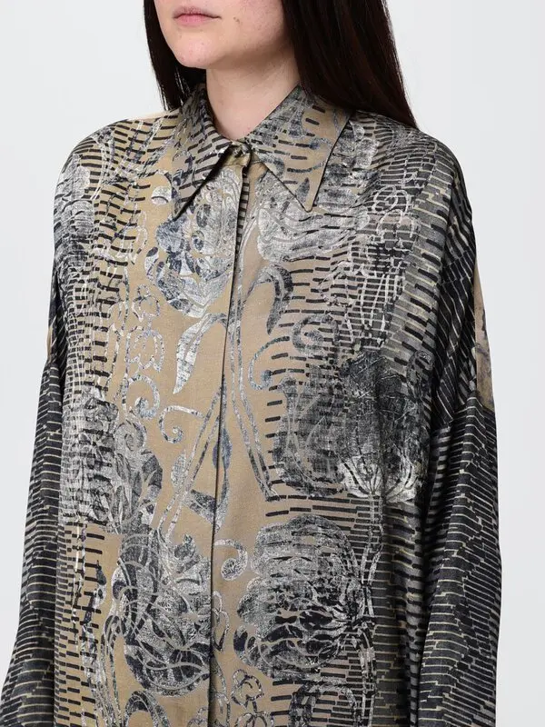 Antonio Marras Relaxed Fit Graphic Print Viscose Midi Shirt Dress