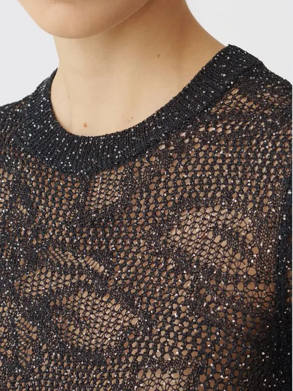 Fabiana Filippi Floral Knit Crew Neck Sweater - Blue