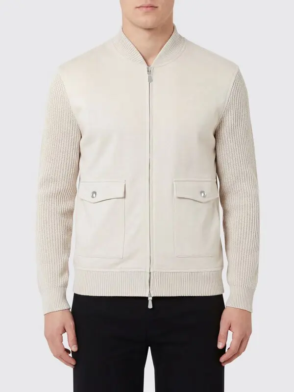 Eleventy Zip-up Jacket With Stand Collar - Sand