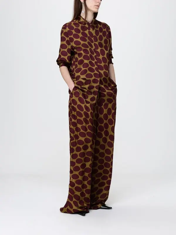 Dries Van Noten Wide Leg Printed Trousers - Camel