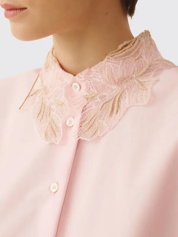 Fabiana Filippi Sleeveless Cotton Shirt With Embroidered Lace