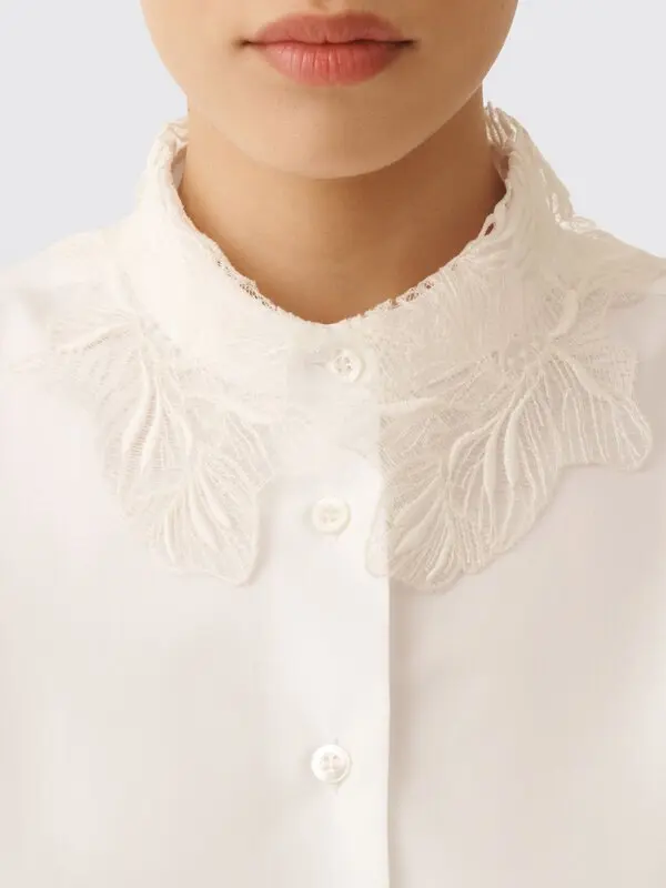 Fabiana Filippi Sleeveless Cotton Shirt With Embroidered Lace