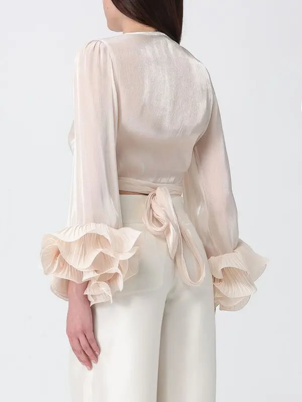 H COUTURE Wrap Top With Pleated Ruffles
