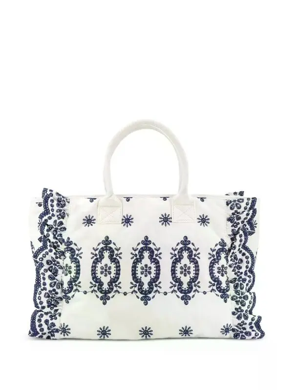 MC2 SAINT BARTH Broderie Anglaise Ruffled Tote