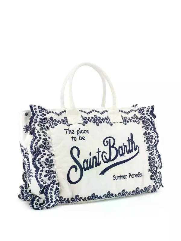 MC2 SAINT BARTH Broderie Anglaise Ruffled Tote
