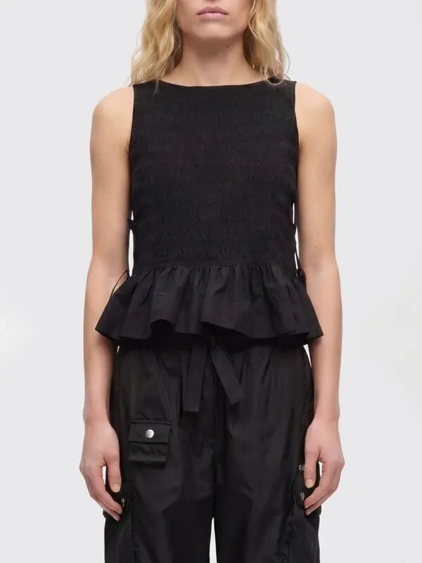 GANNI Sleeveless Peplum Top - Black
