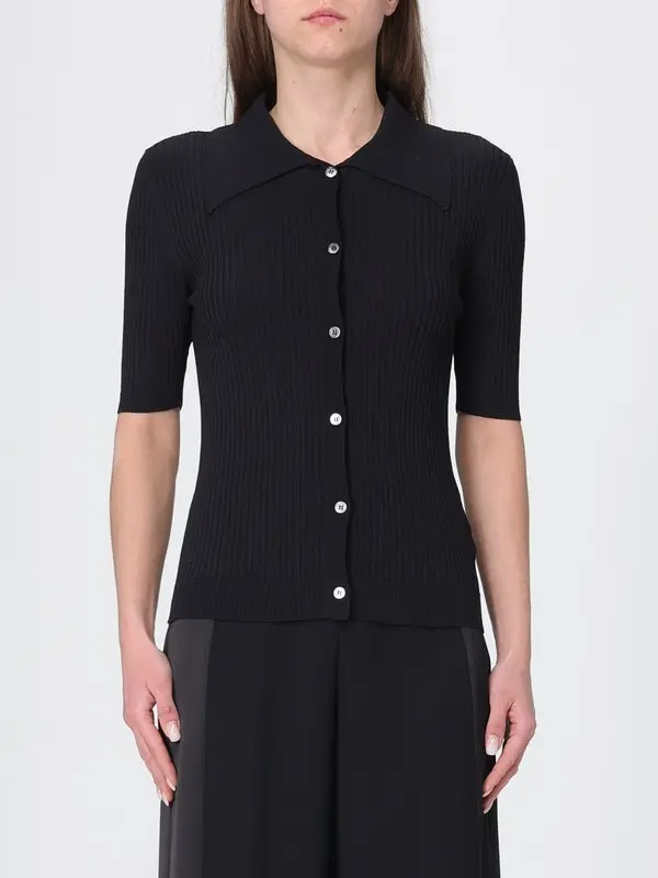 TELA Ribbed Polo Sweater - Black
