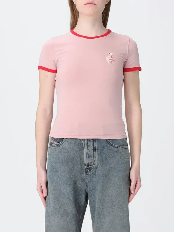 DIESEL® T-shirt With Embroidered Logo - Pink