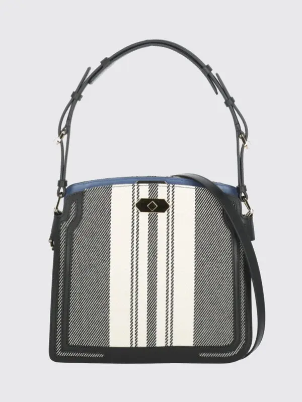 LANVIN Striped Canvas Shoulder Bag - Black