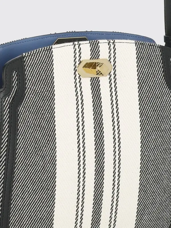LANVIN Striped Canvas Shoulder Bag - Black