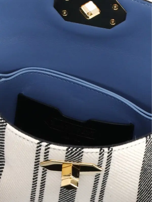 LANVIN Striped Canvas Shoulder Bag - Black