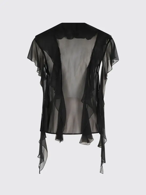 Erika Cavallini Georgette Shirt With Ruffle Embellishments - Black