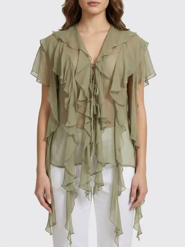 Erika Cavallini Ruffle Shirt - Green