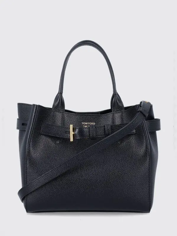 TOM FORD Audrey Small Tote Bag In Hammered Calfskin Leather - Black