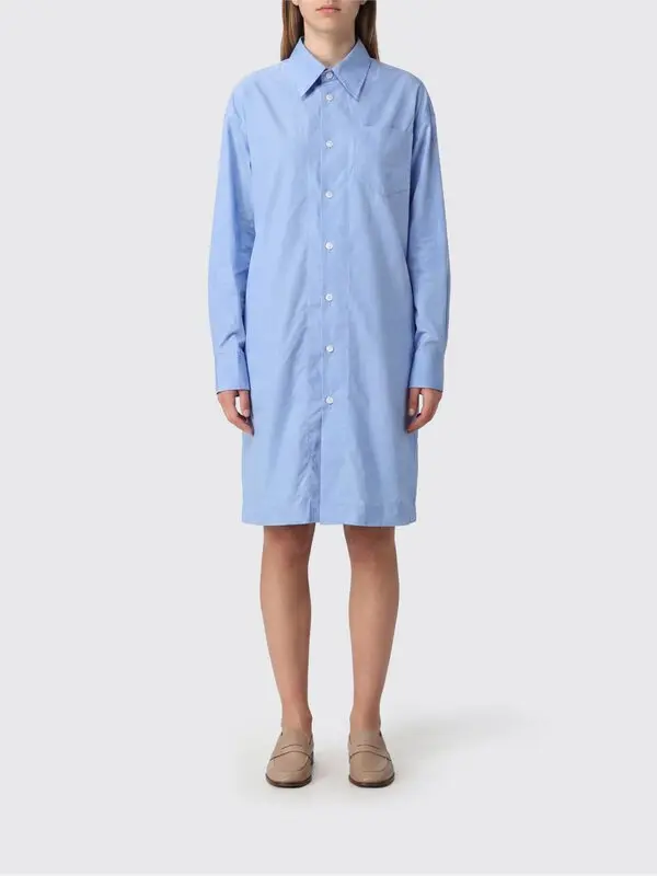 AMI Paris Cotton Poplin Midi Shirt Dress - Blue