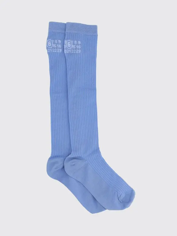 MAISON MARGIELA Ribbed Cotton Socks - Gnawed Blue