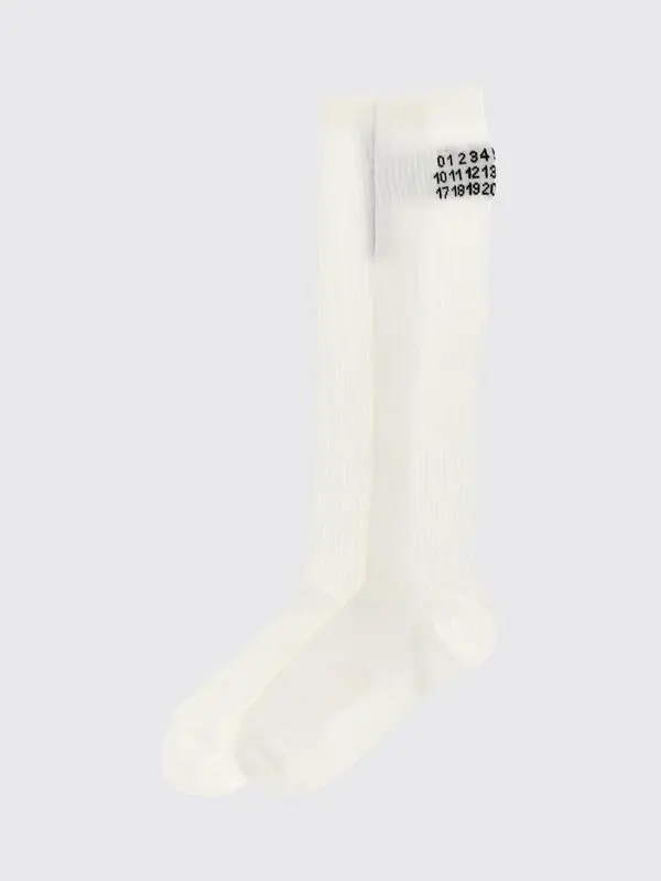 MAISON MARGIELA Ribbed Cotton Socks - White