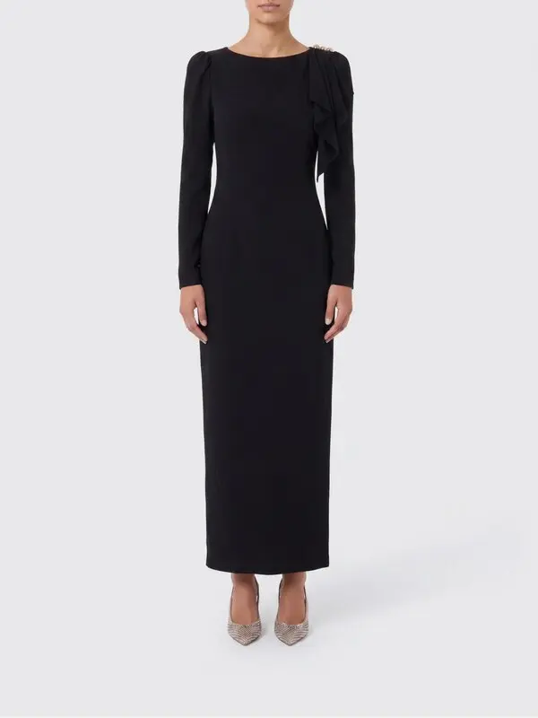 Alessandra Rich Long Sleeve Ruffled Maxi Dress