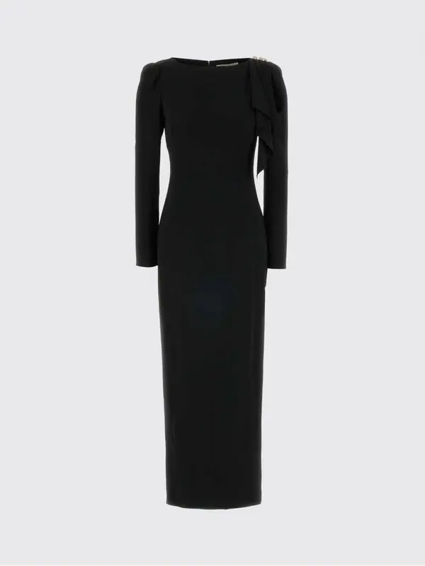 Alessandra Rich Long Sleeve Ruffled Maxi Dress