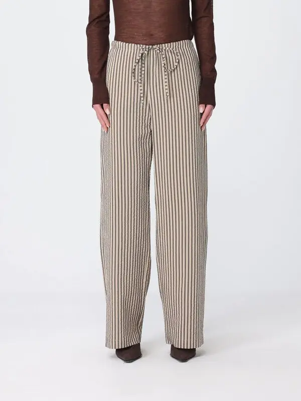 ALYSI Striped Wide Leg Trousers - Brown