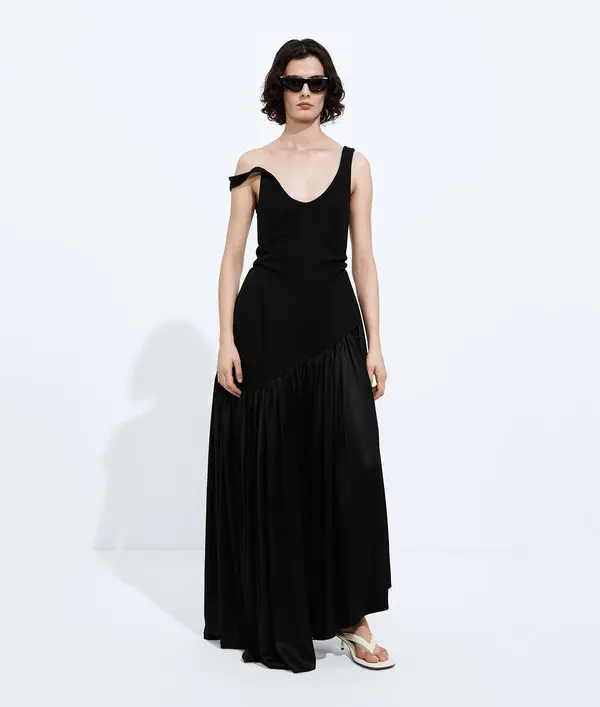 Bottega Veneta Stretch Cotton And Silk Dress - Double Black