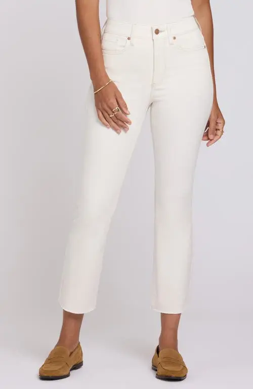 NYDJ Billie Mini High Waist Fray Hem Ankle Bootcut Jeans - Vintage White