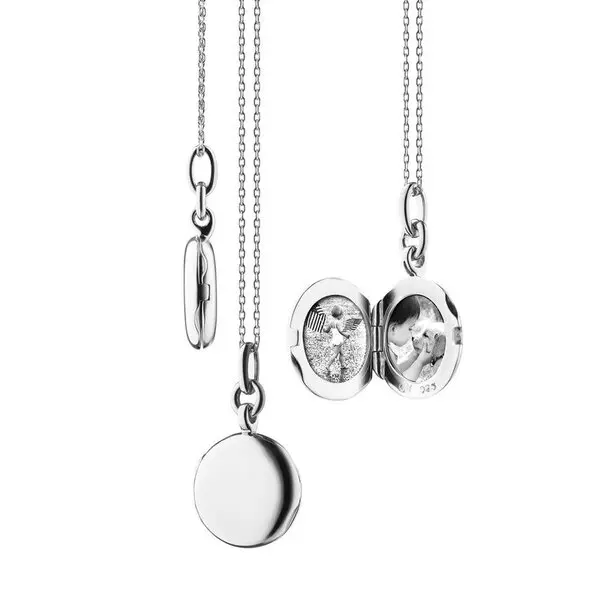 Monica Rich Kosann Slim Round "nan" Locket Necklace - Ss