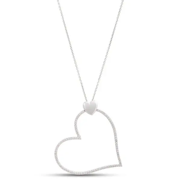 Benbridge Heart Shaped Diamond Pendant Necklace - Wg