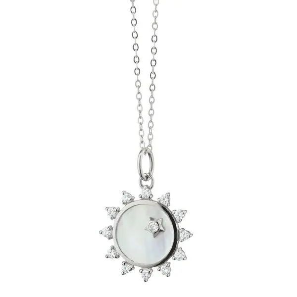 Monica Rich Kosann Mini Mother Of Pearl Sapphire Sun Charm Necklace - Ss