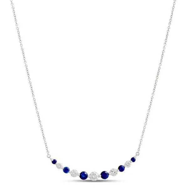 Benbridge Round Sapphire And Diamond 18k White Gold Necklace - Blue