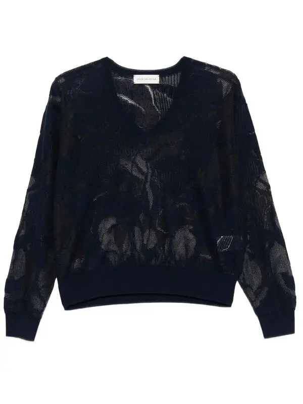 Dries Van Noten Torion Lace V-neck Sweater - Blue
