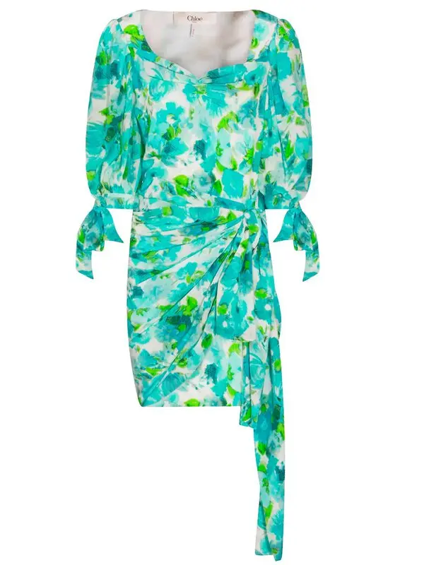 Chloé Floral Print Silk Dress - Multi