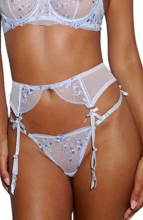KAT THE LABEL Sofia Lace Inset Garter Belt - Cornflower