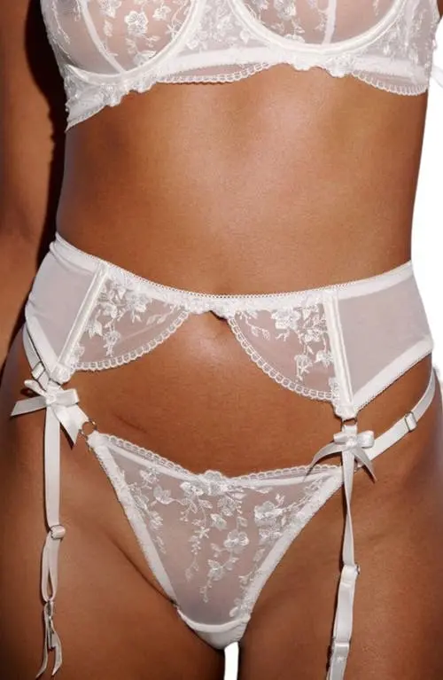 KAT THE LABEL Sofia Lace Inset Garter Belt - White