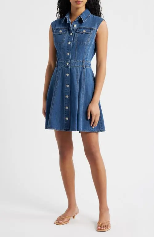 FREEMARKET Cotton Blend Denim Mini Shirtdress - Medium Denim