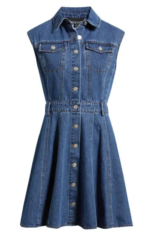 FREEMARKET Cotton Blend Denim Mini Shirtdress - Medium Denim