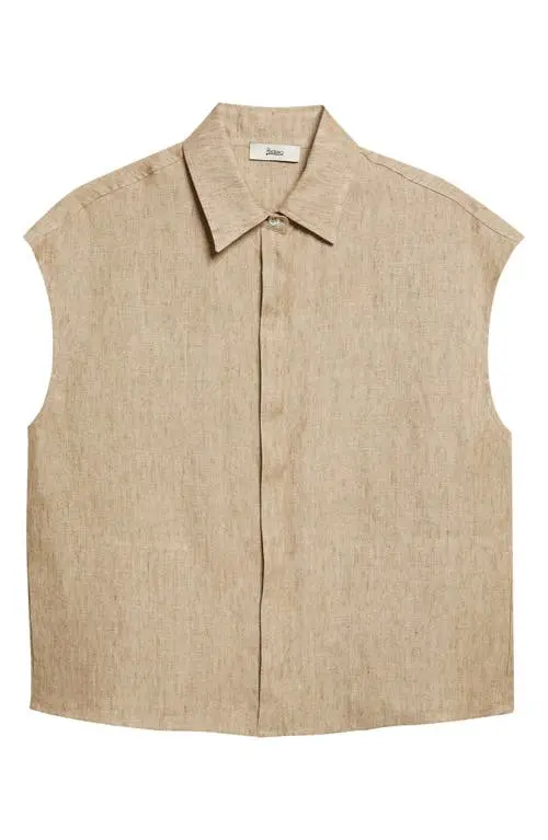 Herno New Linen Water Repellent Boxy Vest - 2000 Sand
