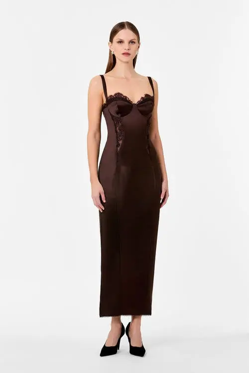 NICHOLAS Dominique Lace Paneled Midi Dress