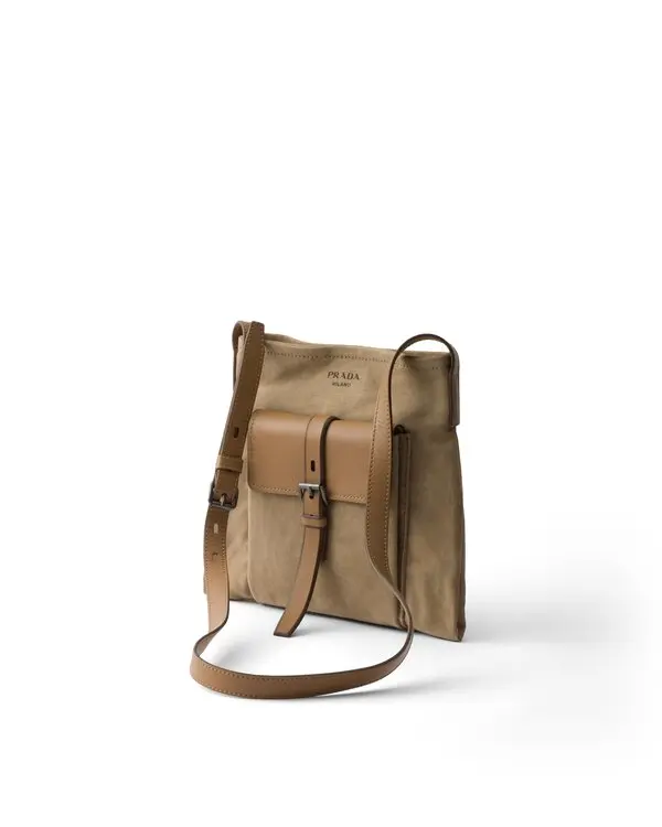 Prada Canvas And Leather Shoulder Bag - Neutral