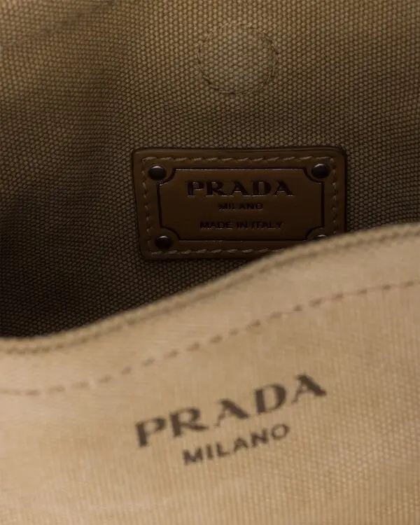 Prada Canvas And Leather Shoulder Bag - Neutral