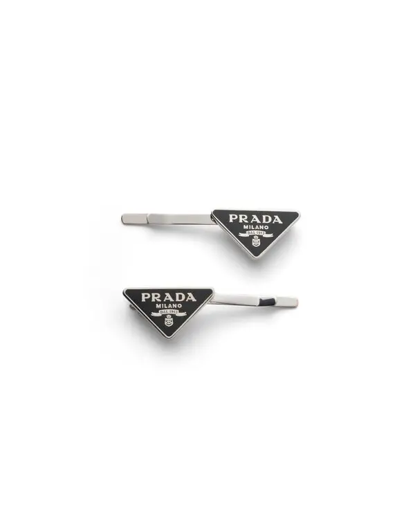 Prada Metal Hair Clips - Black