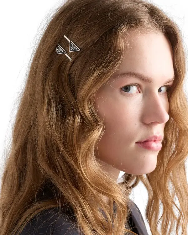 Prada Metal Hair Clips - Black