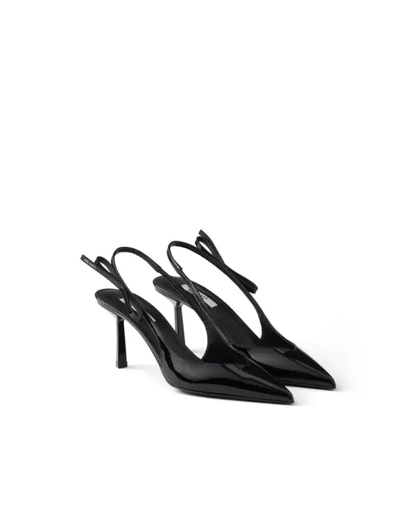 Prada Patent Leather Slingback Pumps - Black