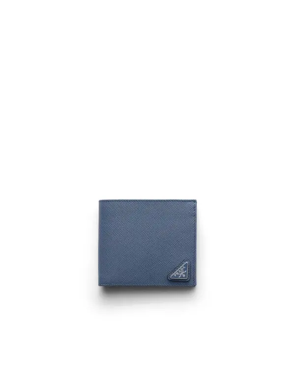 Prada Saffiano Leather Wallet With Coin Purse - Blue