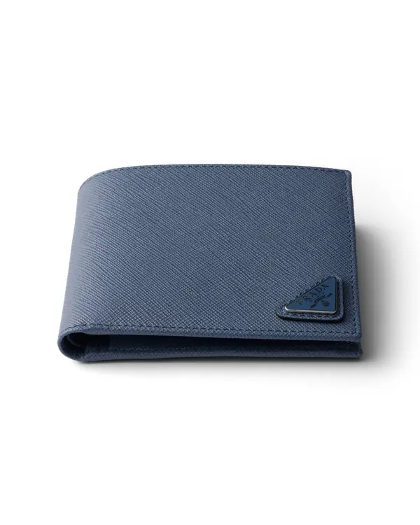 Prada Saffiano Leather Wallet With Coin Purse - Blue