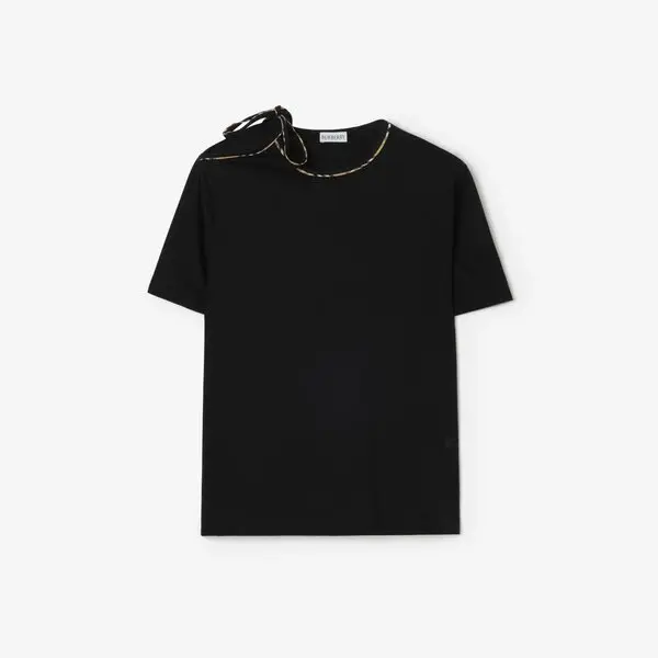 Burberry Tie-sleeve Cotton T-shirt - Black