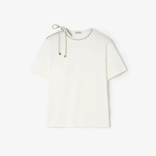 Burberry Tie-sleeve Cotton T-shirt - Chalk White