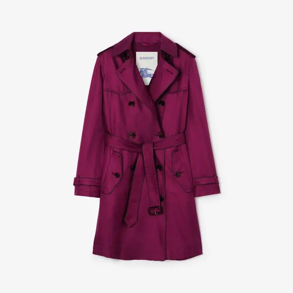 Burberry Long Silk Foxfield Trench Coat - Allium Purple